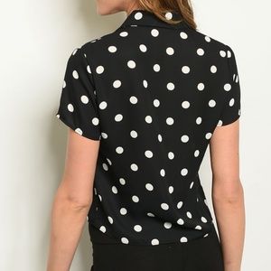 316 | Tops | Black White Polka Dot Tie Front Top | Poshmark